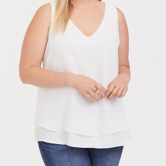 torrid | Tops | Torrid White Sleeveless Georgette Double Layer Swing ...